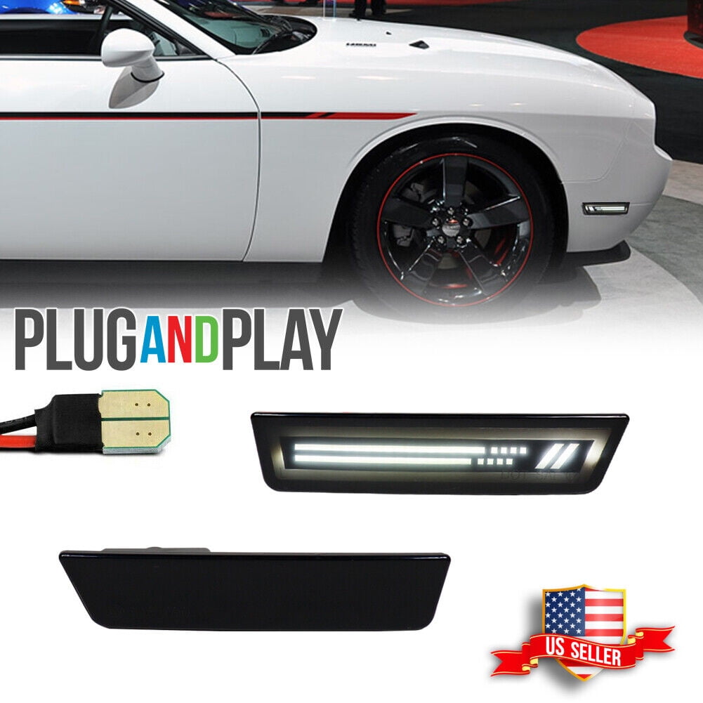 GTINTHEBOX "WHITE RACING" Front Bumper LED Side Marker Lights For 2008 ...