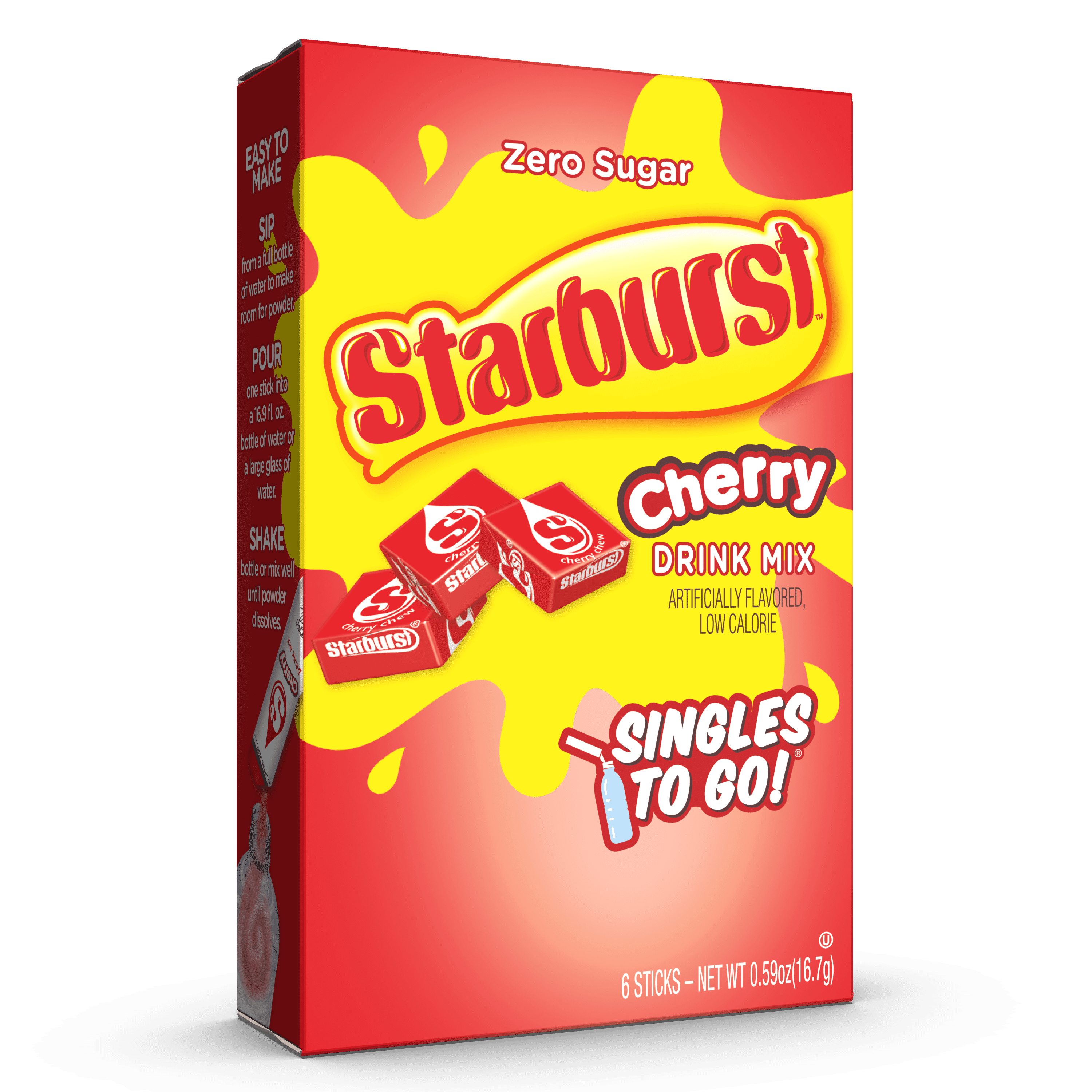 Starburst Zero Sugar Singles-To-Go Powdered Drink Mix, Cherry, 6 Count ...