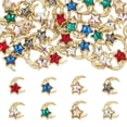48Pcs 8 Colors Light Gold Tone Alloy Cabochons with Rhinestone Nail Art ...