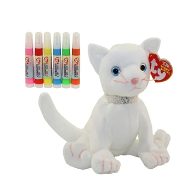 Ty Beanie Baby Periwinkle the Cat, Blue Plush Toy, Purple Spots ...