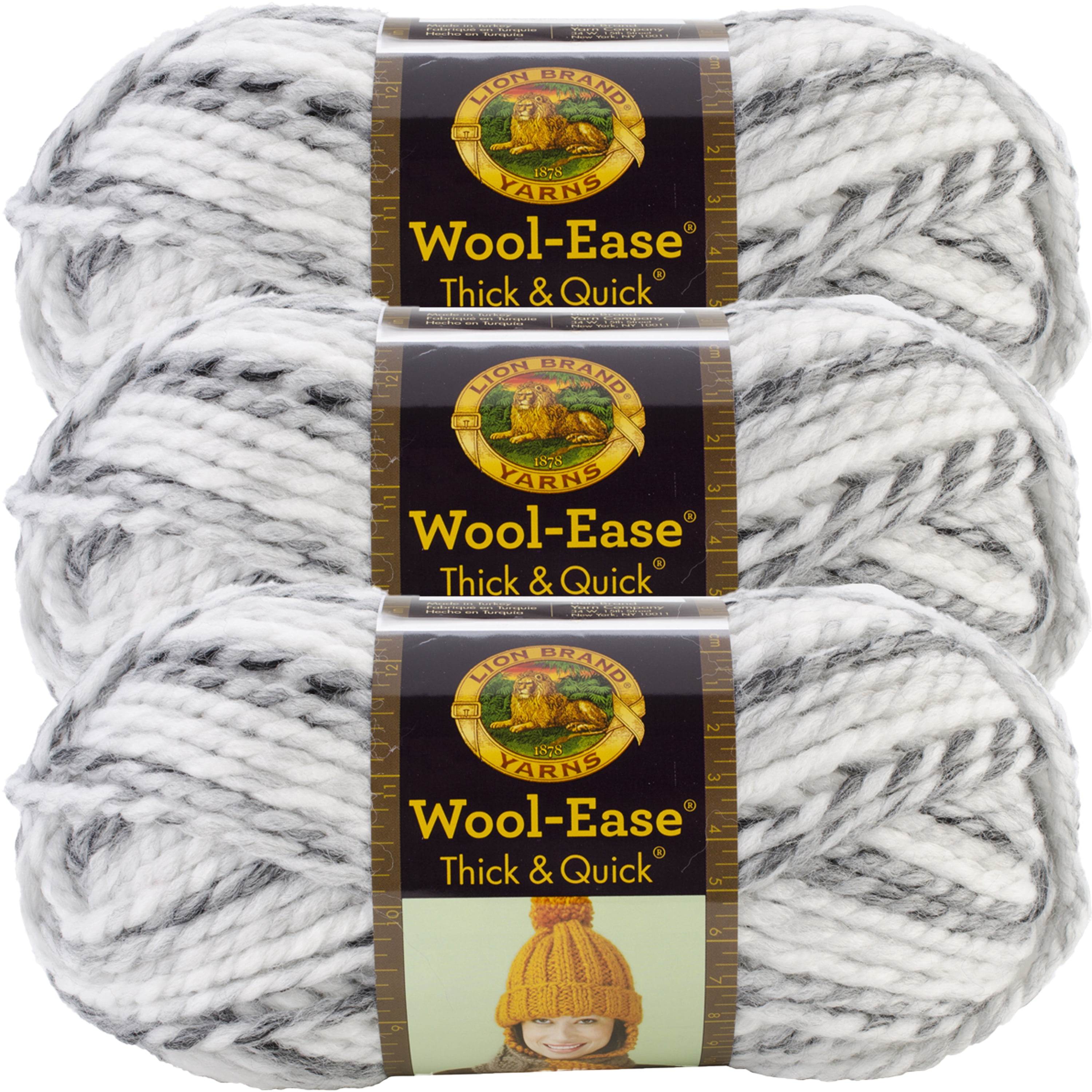Lion Brand Wool-Ease Thick & Quick Yarn-Marble Stripes, Multipack Of 3 ...