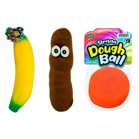 JA-RU Stretchy Banana, Poopster & Dough Ball. Sensory Toys (3 Pack ...