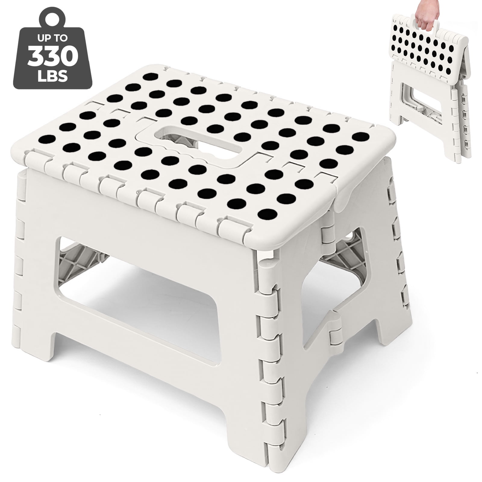 Folding Stool Step Down Footstool, Step Stool with Carrying Handle ...