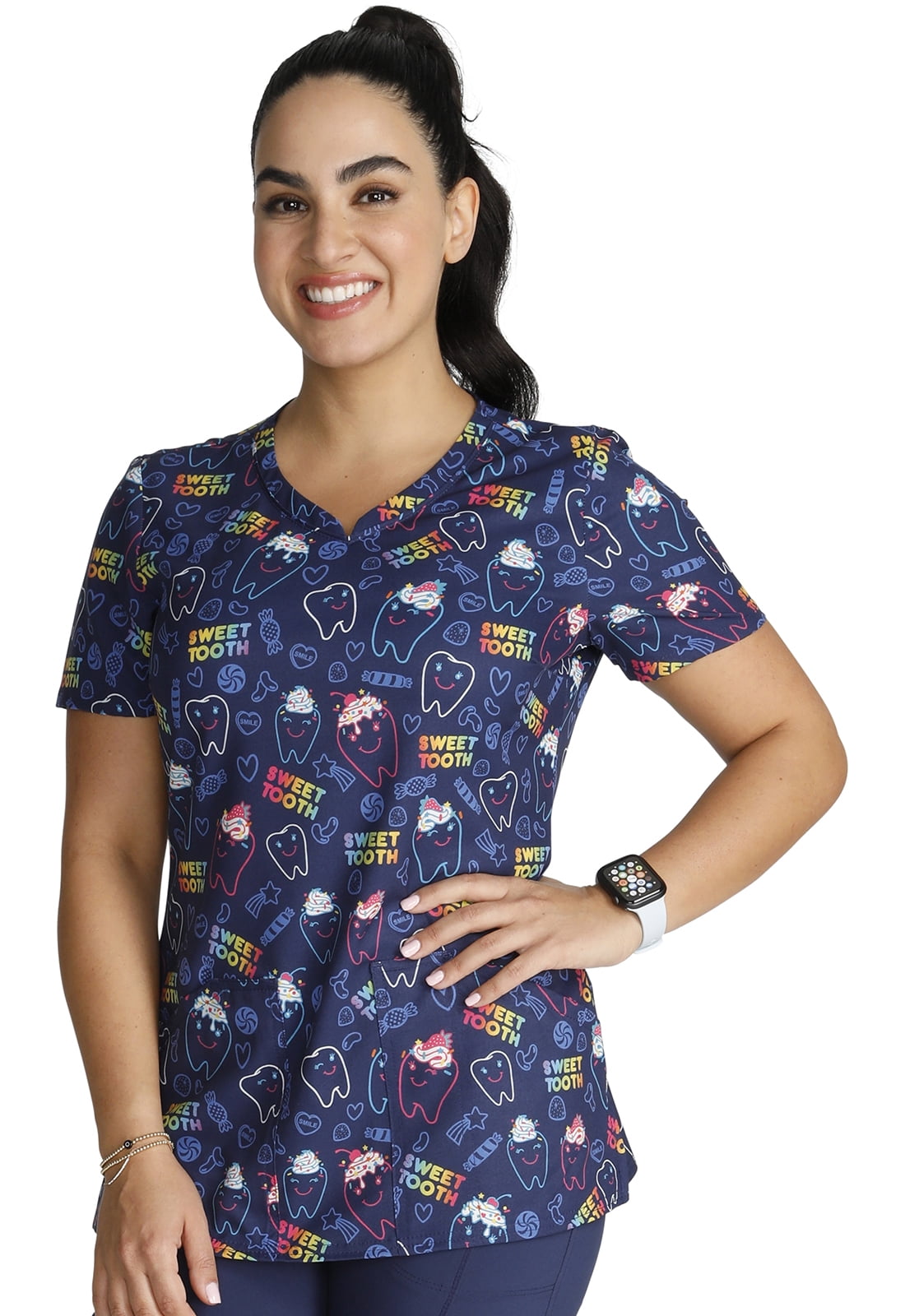 Cherokee Prints Scrubs Top For Women V-Neck Print CK678 - Walmart.com