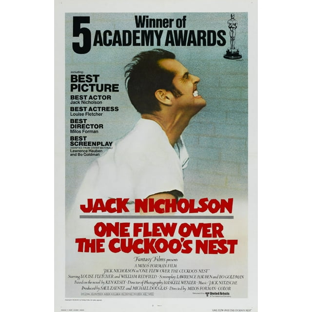 One Flew Over The Cuckoos Nest Movie Poster Print 24Inch x 36Inch Art ...