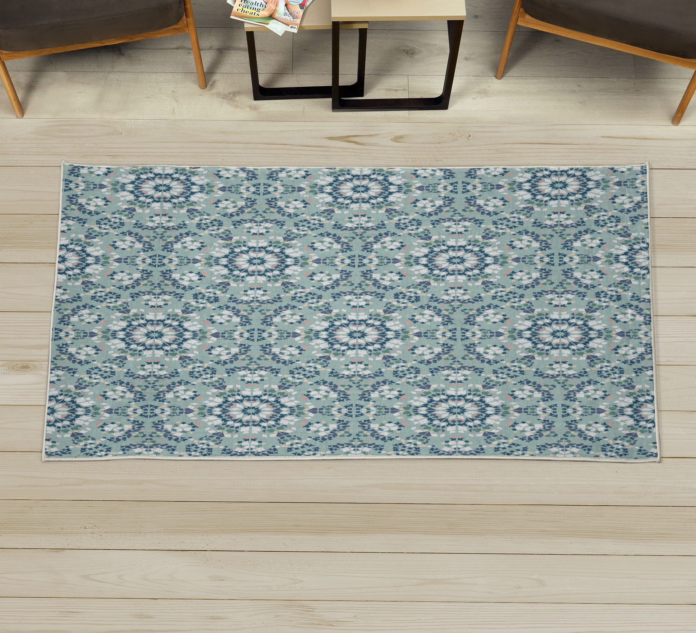 Mosaic Decorative Rug, Antique Roman Time Inspired Rock Design with ...