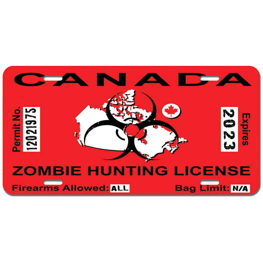 Canada Canadian Zombie Hunting License Permit Red - Biohazard Response ...