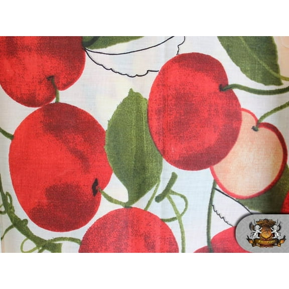 Lilly Craft Red Apples on Beige Poly Cotton Fabric - 58/60" Wide and ...