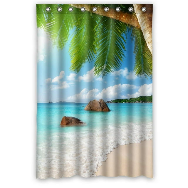 Greendecor Unique Palm Tree Waterproof Shower Curtain Set With Hooks
