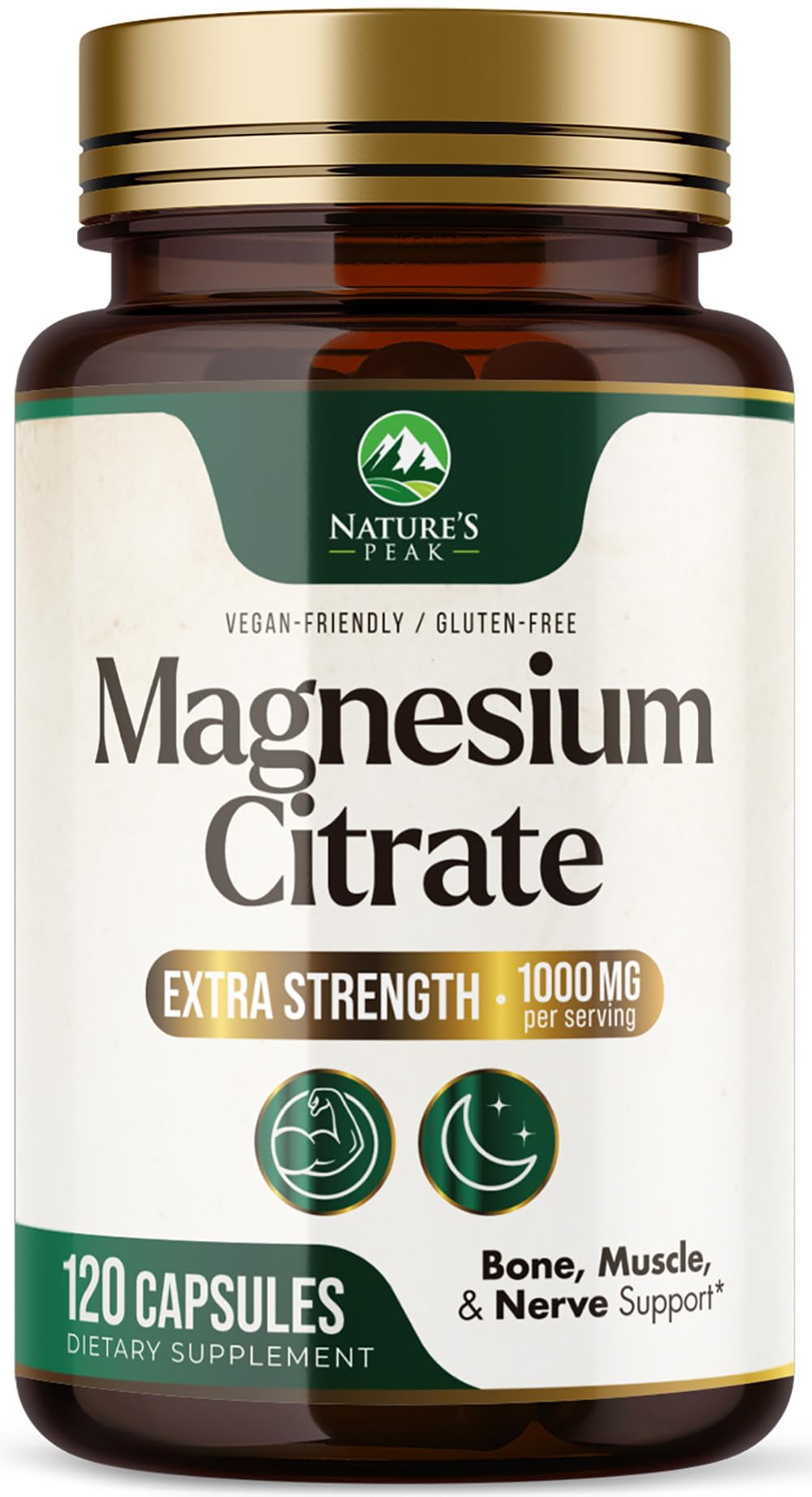 Suplemento de citrato de magnesio Nature's Peak 1000 mg 120 cápsulas ...