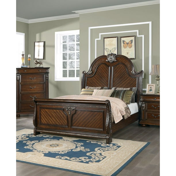 Luxurious Formal Brown Cherry 1pc Queen Size Bed Bedroom Furniture ...