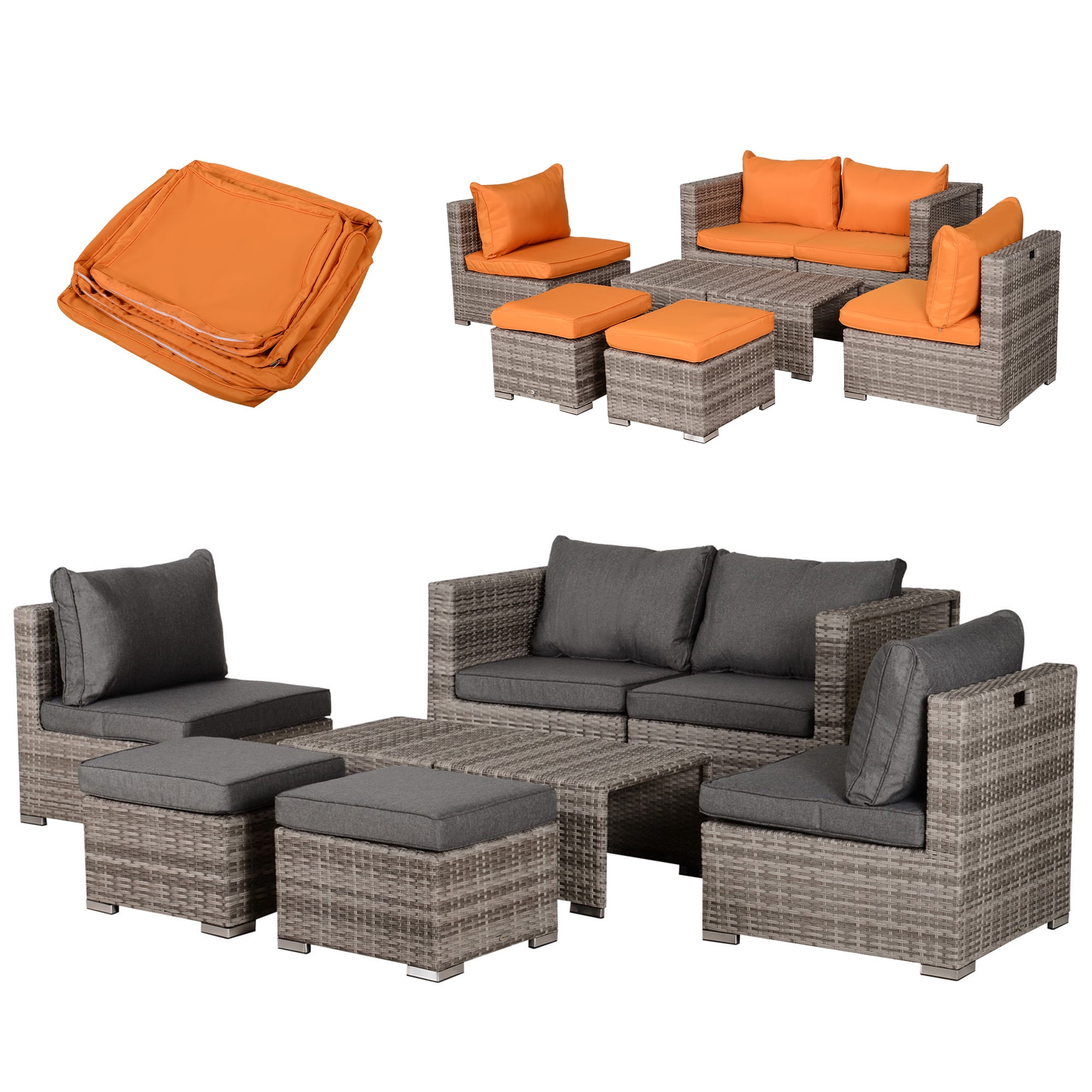Click here for Outsunny 8 Pieces Patio Furniture Set  Outdoor Wic... prices