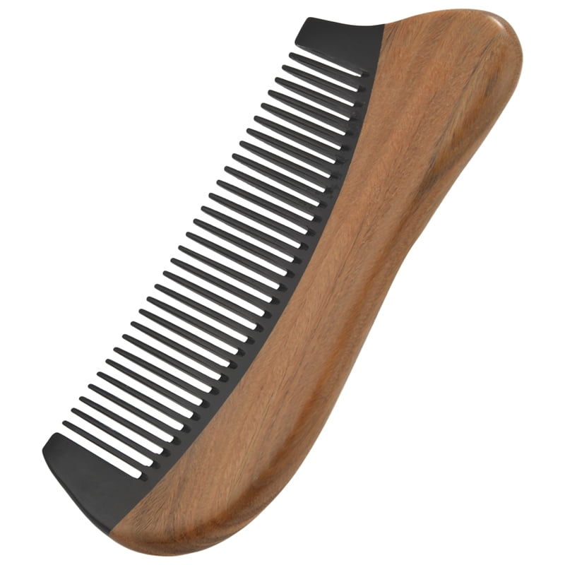 Natural Green Sandalwood Hair Comb - No Static Wooden Fine Tooth Black ...