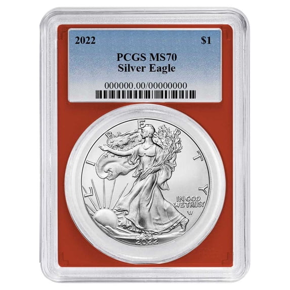 2022 $1 1-oz American Silver Eagle PCGS MS70 Blue Label Red Frame ...