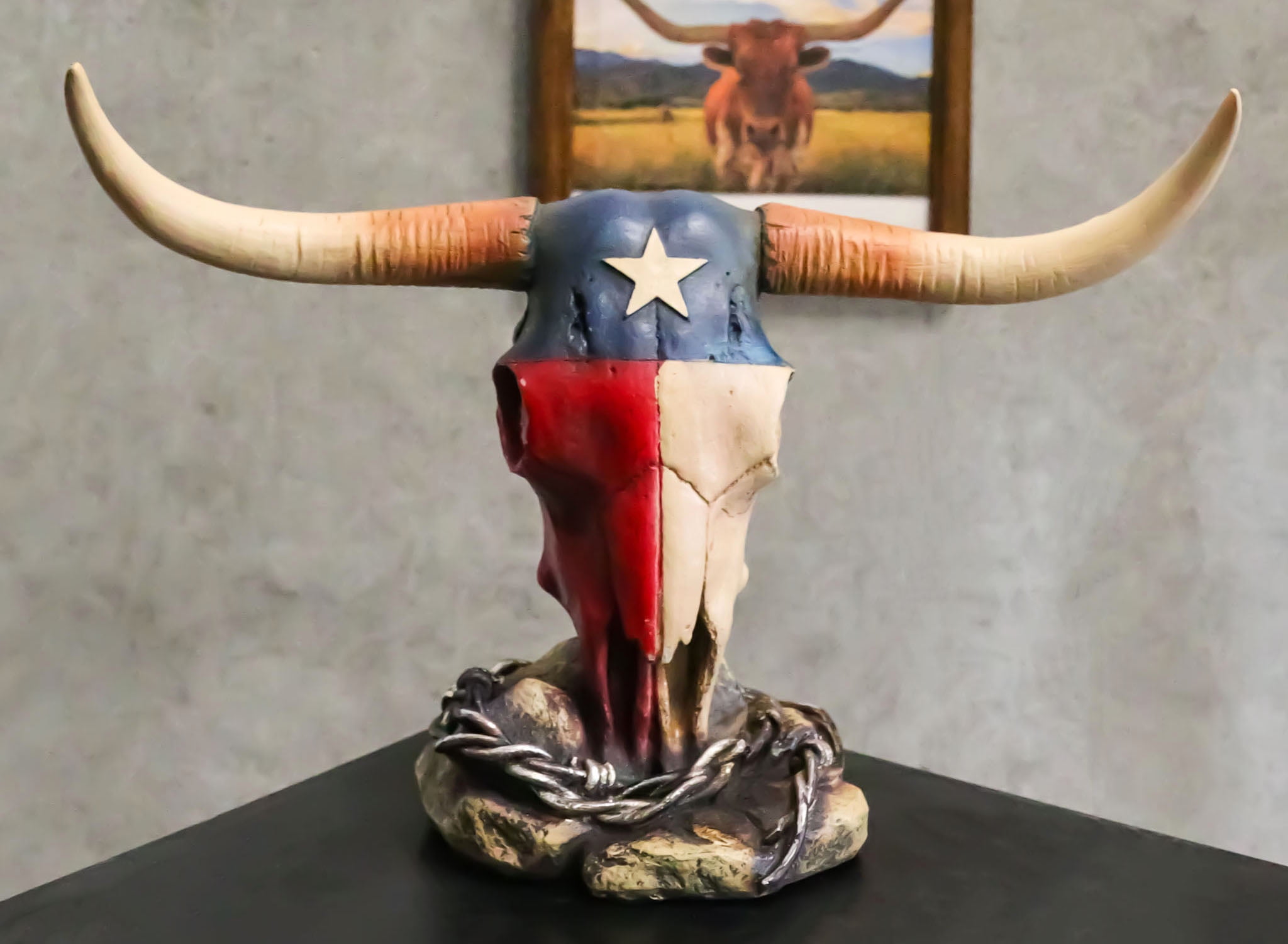 Western Bull Cow Steer Skull With Texas Lone Star State Flag Desktop ...