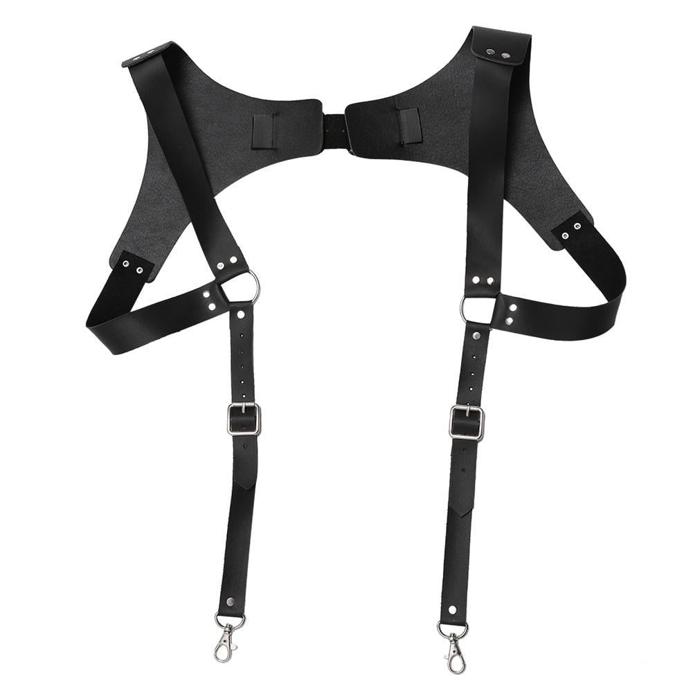 Black Vintage Leather Suspenders Braces Shoulder Strap Belt Harness For ...