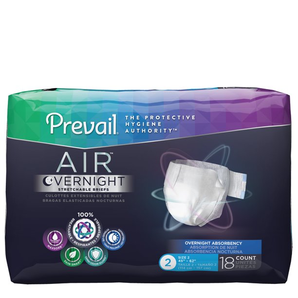 Prevail Air Overnight Adult Brief, Size 2, Large, 18 count - Walmart ...
