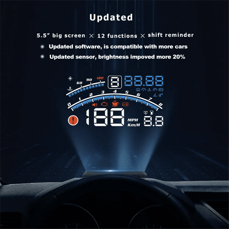 Car Hud A8 Head Up Display OBD II OBD2 Auto Gauge 5.5" Dash Screen ...
