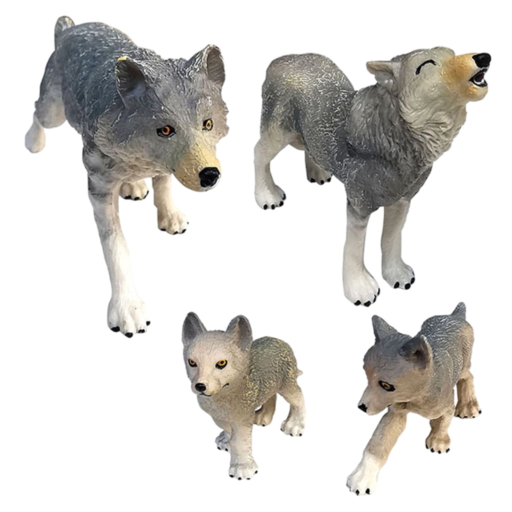 de Plástico Realista Modelo Animal Miniatura Wolves Figurines Playset ...