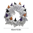 15.7"Halloween Ghost Wreath with Witch Hats,Spooky Fabric Door Ornament ...