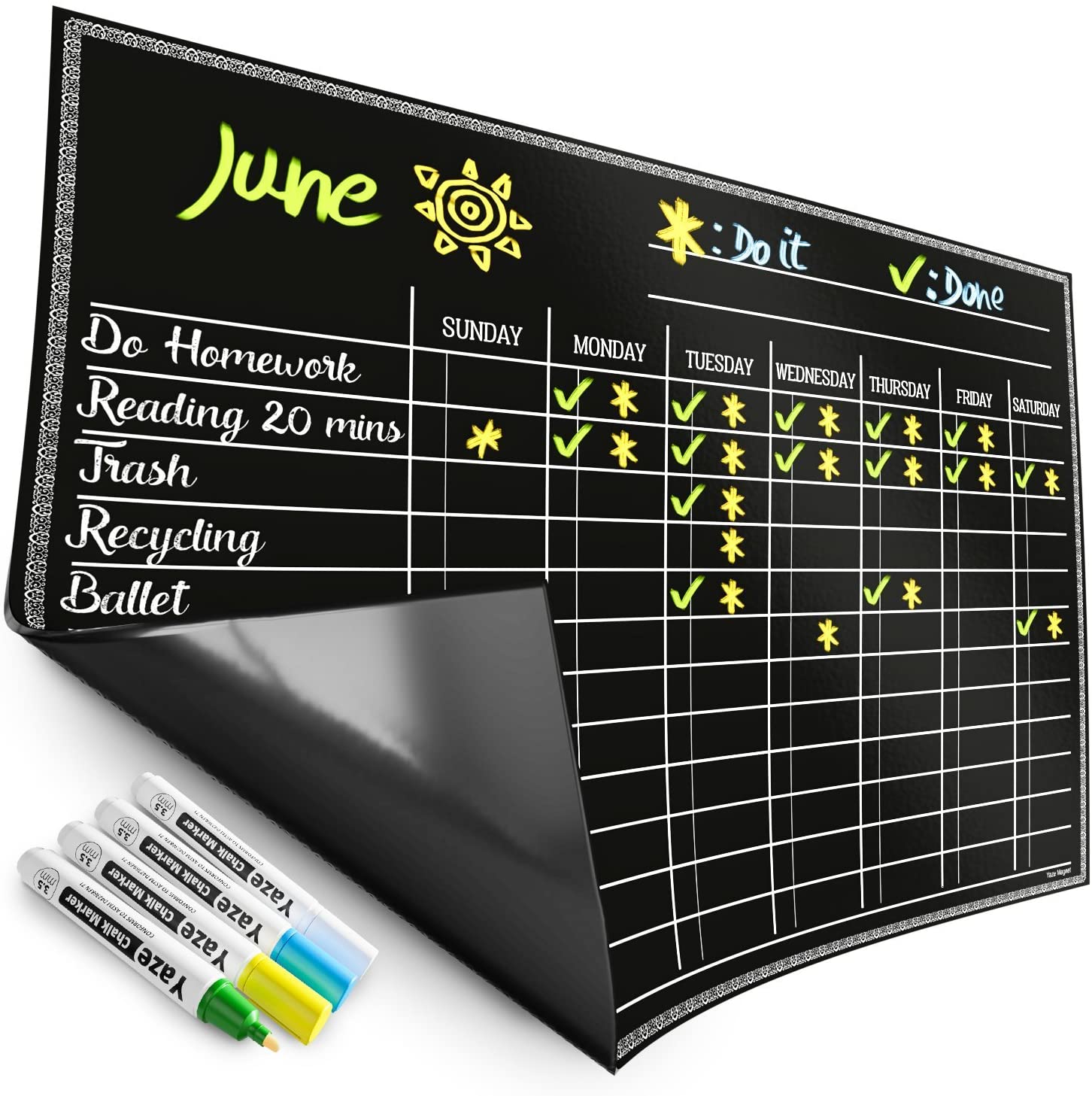 Magnetic Chore Chart For Kids 4 Chalk Markers Children s Dry Erase magnetic-chore-chart-for-kids-4-chalk-markers-children-s-dry-erase