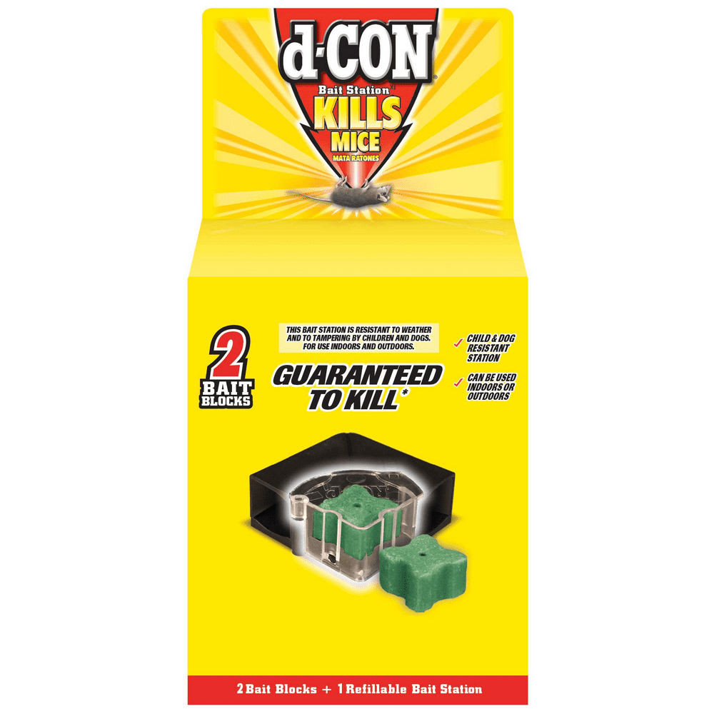 d-CON Refillable Corner Fit Mouse Poison Bait Station, 1 Trap + 2 Bait ...