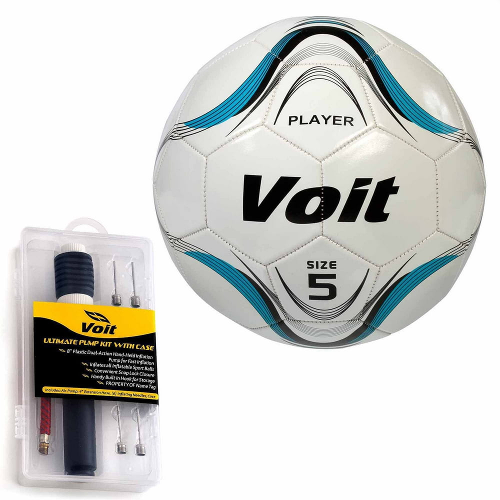 Voit Size 5 Player Soccer Ball with Ultimate Inflating Kit, White and ...