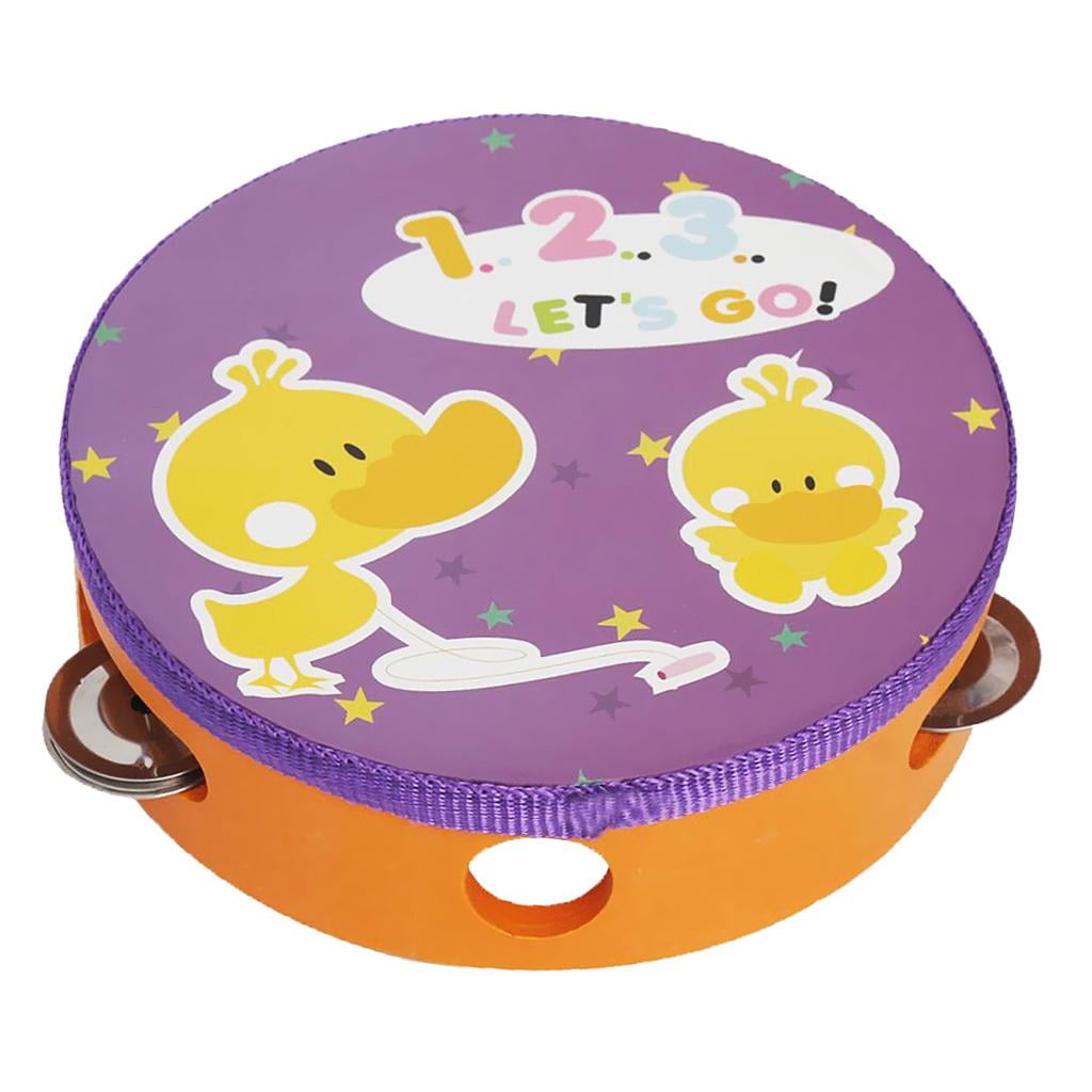Round Cartoon Tambourine Hand Bell Children Rhythm Rattle Toys 14..4cm ...
