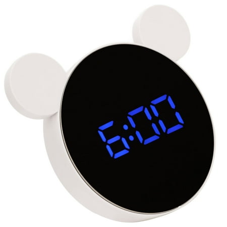 Mirrored Digital Alarm Clock, Mice Ear Shape LED Mirror Alarm Clock For ...