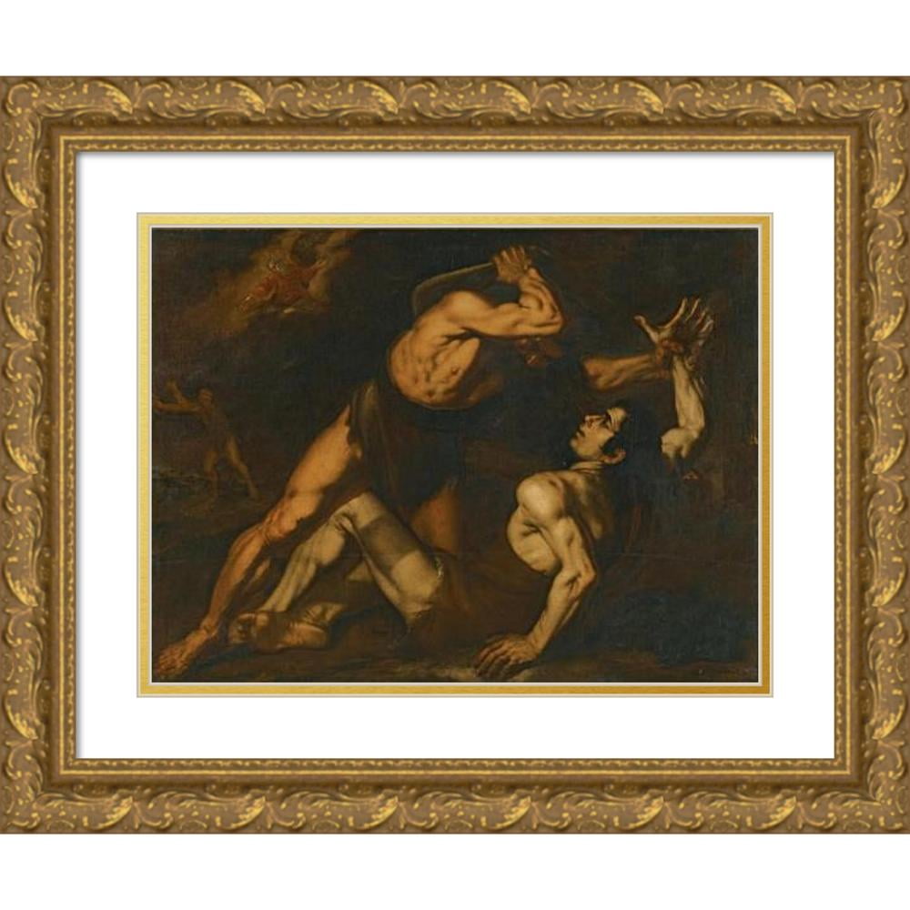 Neapolitan School 14x12 Gold Ornate Wood Frame and Double Matted Museum ...