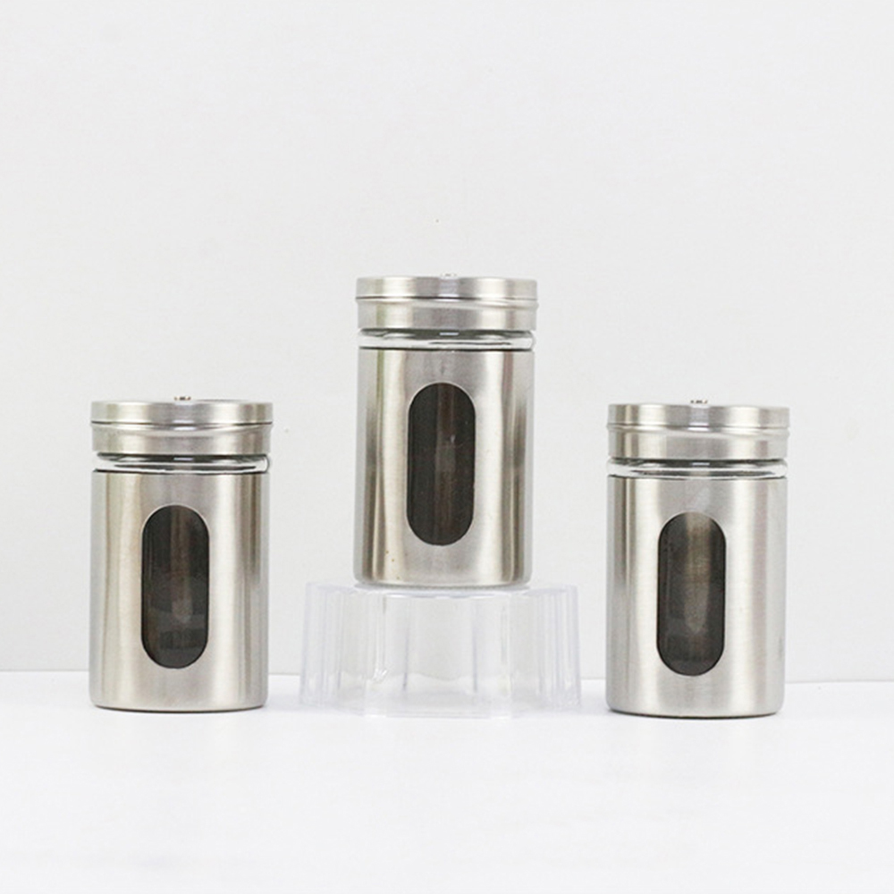 3PCS Salt and Pepper Shakers Stainless Steel Spice Shakers Seasoning ...