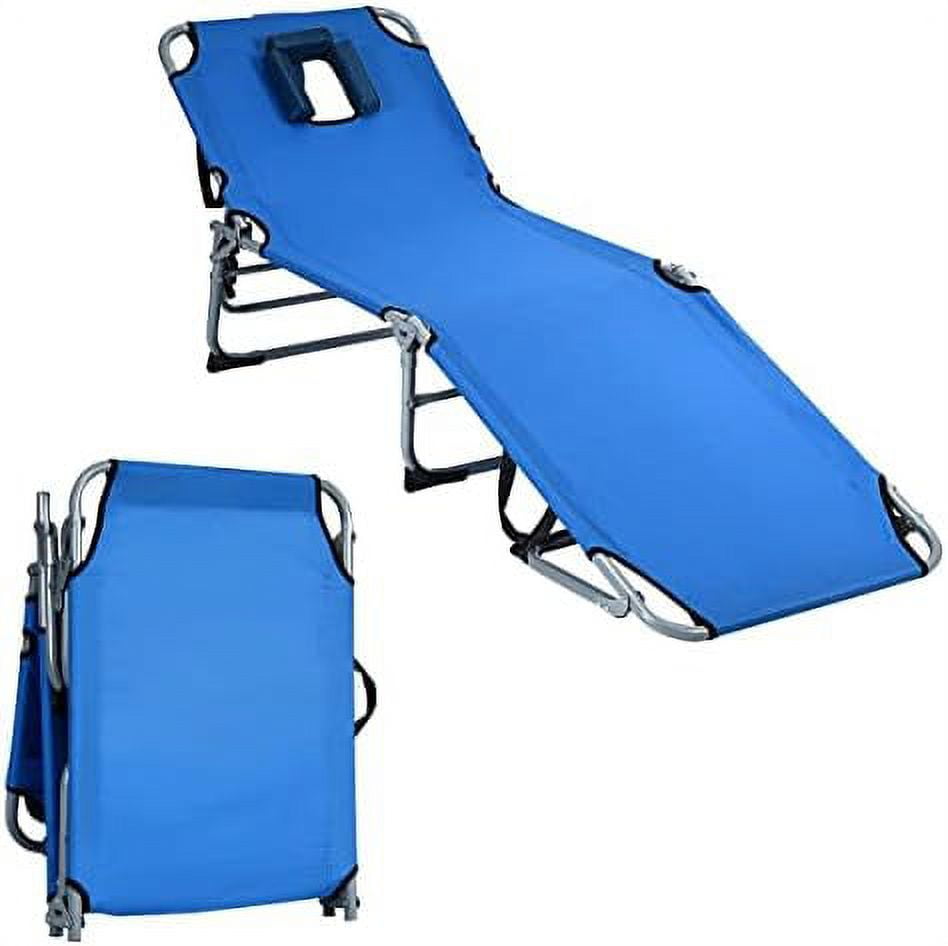 Outdoor Folding Chaise Lounge Chair, Adjustable Camping Recliner Chair ...