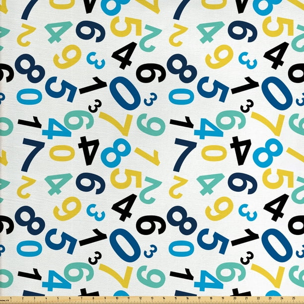 Numbers Fabric by The Yard, Math Themed Numbers Pattern Algebra School ...