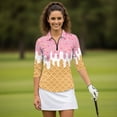 Aplkyhs Ice Cream Women's Golf Shirt and Sun Visor Hat Set Quarter Zip ...