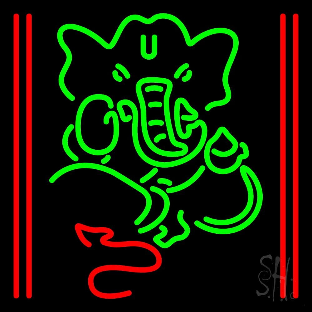 Lord Ganesha With Line LED Neon Sign 16" Tall x 16" Wide - inches Black ...