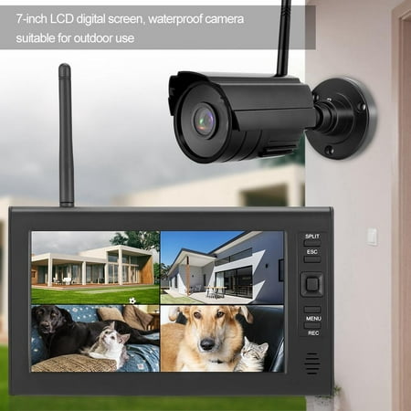 LHCER Security IR Camera,7 Inch LCD Wireless WIFI 4CH Security Monitor ...