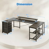 66 inch U Shaped Gaming Desk with Multiple Shelves, Drawers, Adjustable ...
