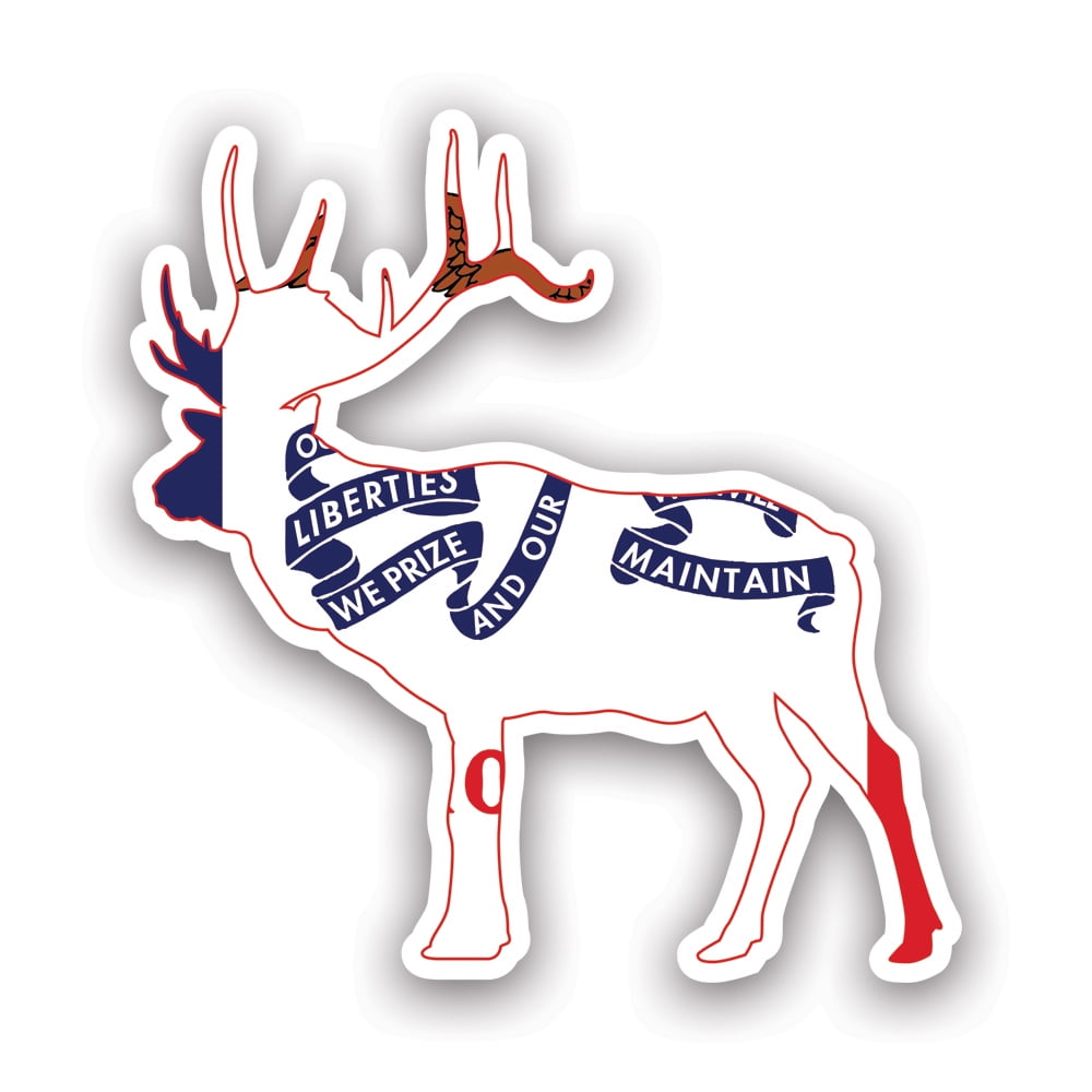 Iowa Deer Shaped Flag Sticker Decal - Self Adhesive Vinyl ...