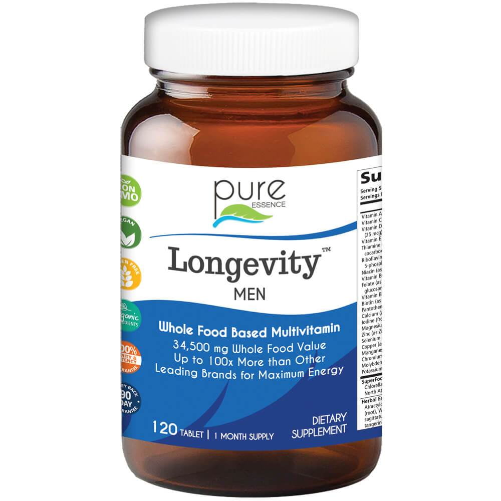 Longevity Men 50+ Multivitamin - Whole Food Supplement with Superfoods ...