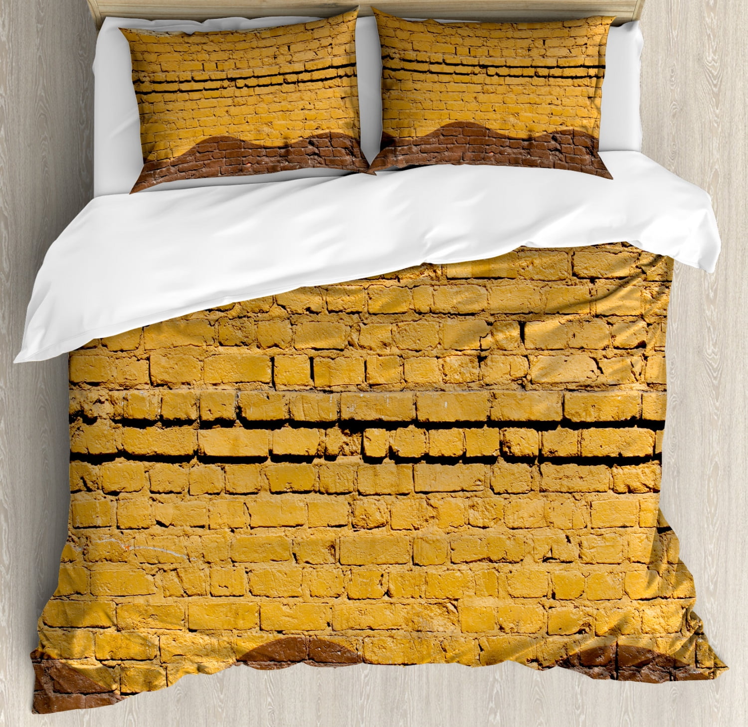 Tan and Brown Duvet Cover Set Queen Size, Urban Architecture Weathered ...