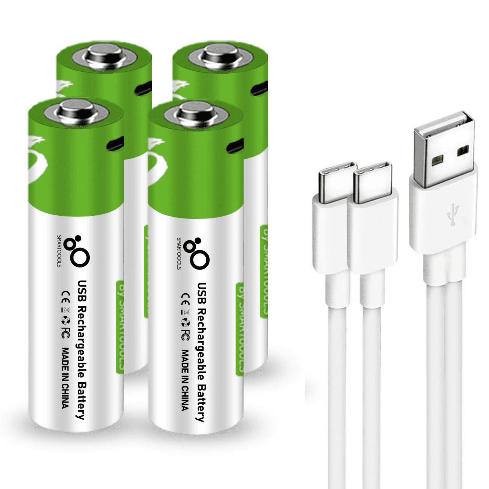 Paquete con 4 Pilas Aa 1.5v Recargables Usb C 2600mwh Carga Rápida ...