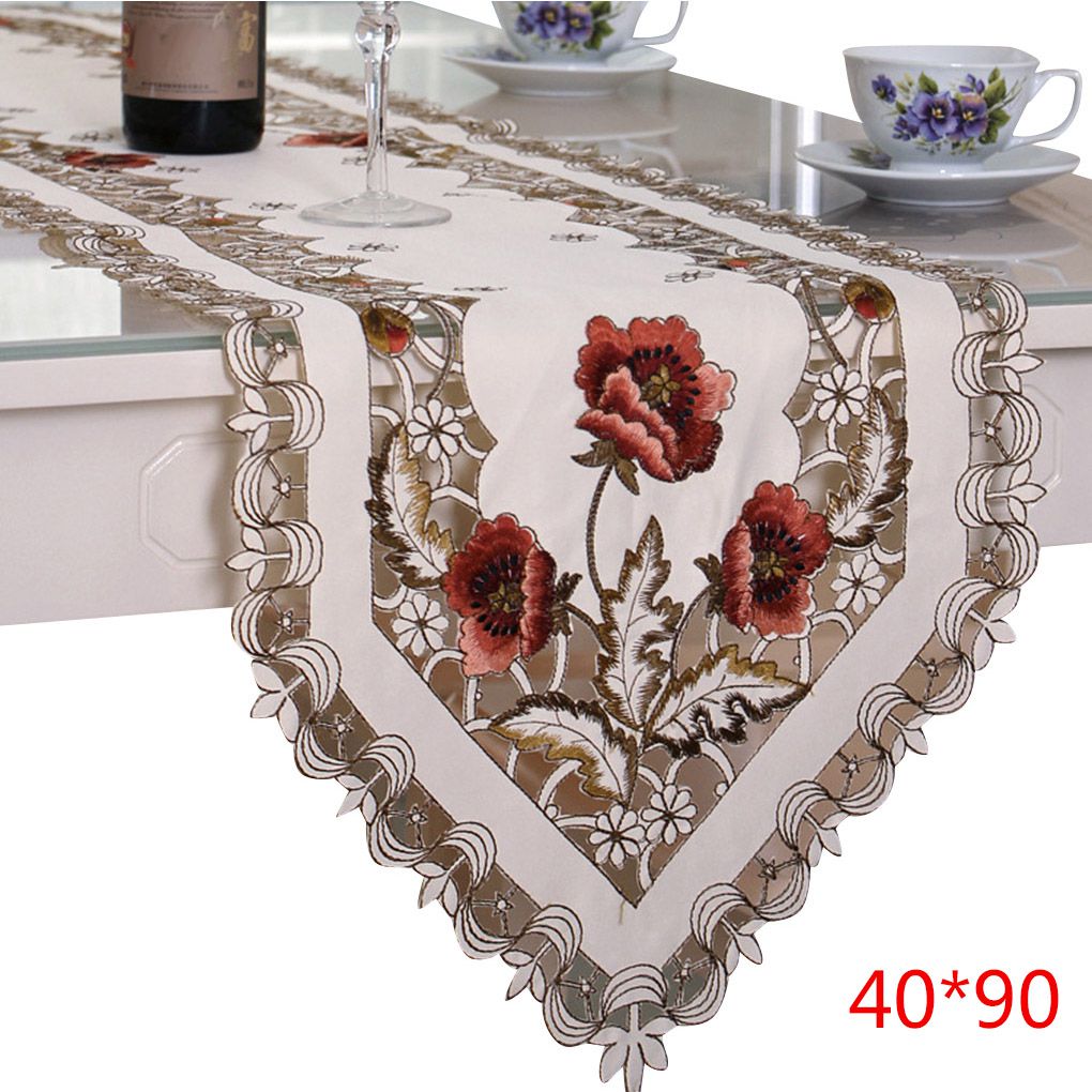 Simple Design Table Runner Flag Shaped Embroidered Polyester Coffee Tea ...