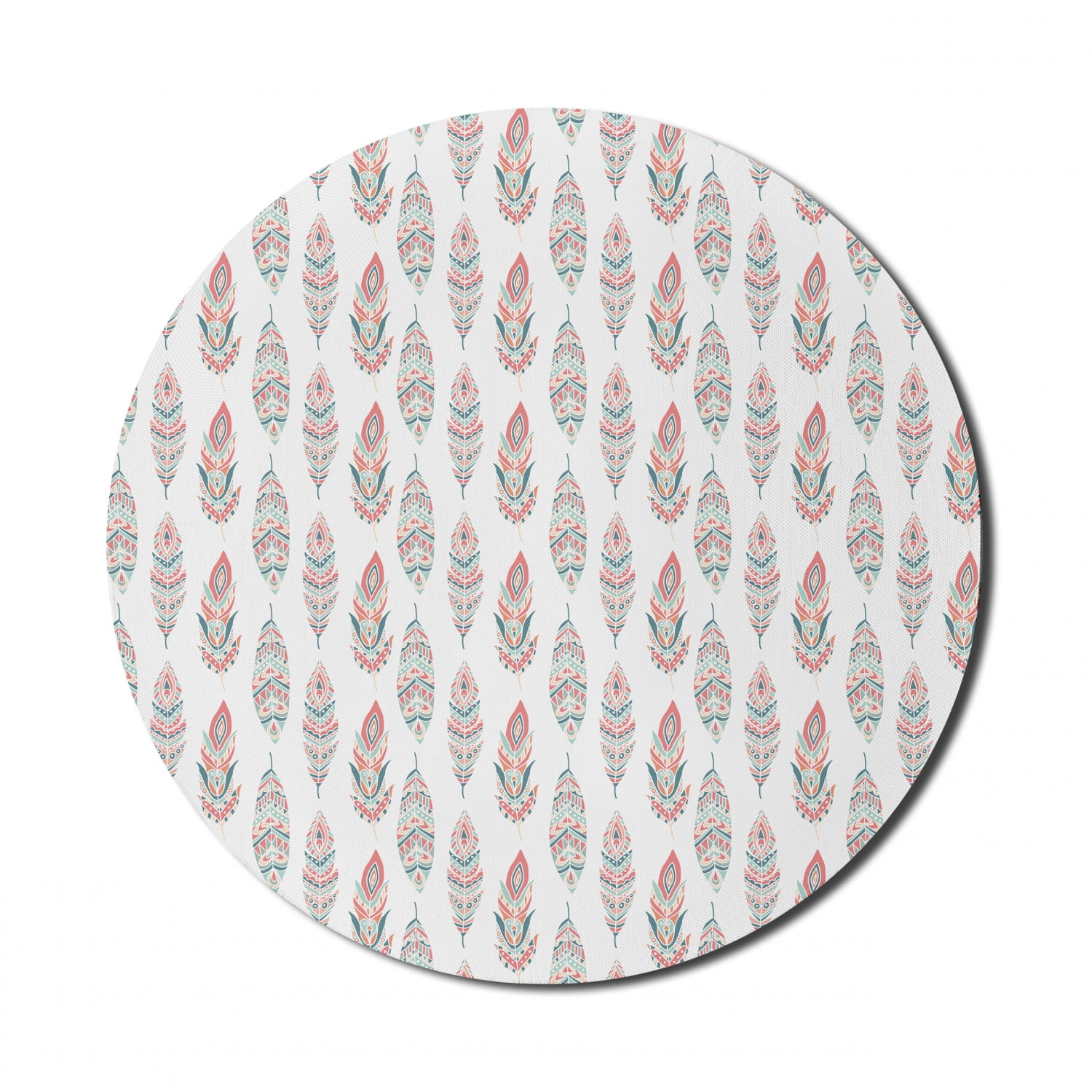 Feather Mouse Pad for Computers, Hand Drawn Motifs Culture Pastel Color ...