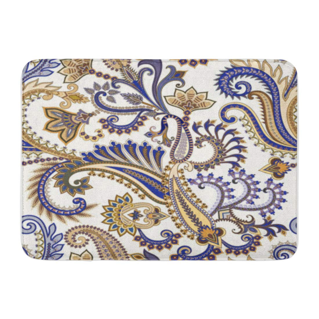 KDAGR Ornate Pattern Paisley Decorated Leaves Small in Yellow Blue ...