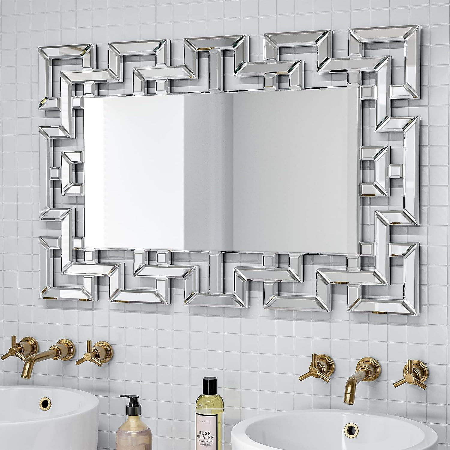 IKIFLY Large Decorative Wall Mirrors, 35"x24" Modern Art Accent Mirror ...