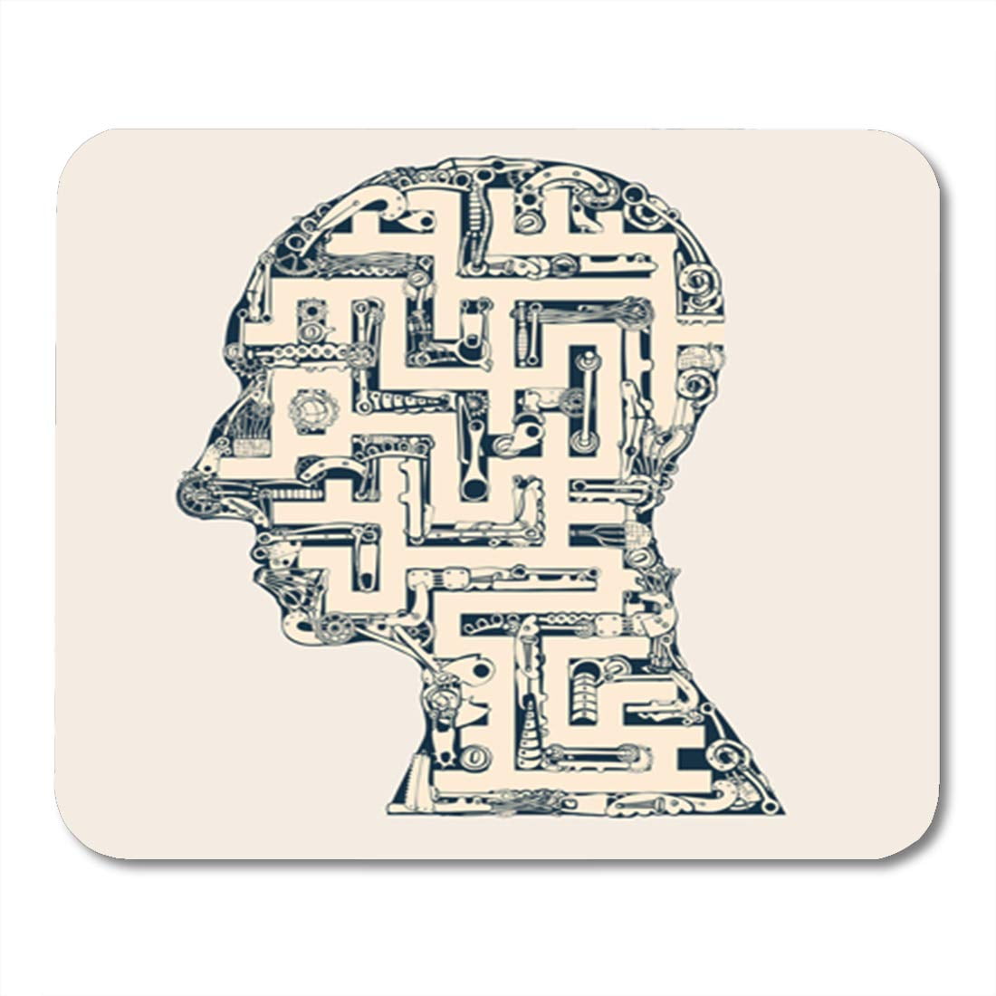 SIDONKU Brain Man Head Labyrinth Drawing Maze Vintage Concept Headache ...