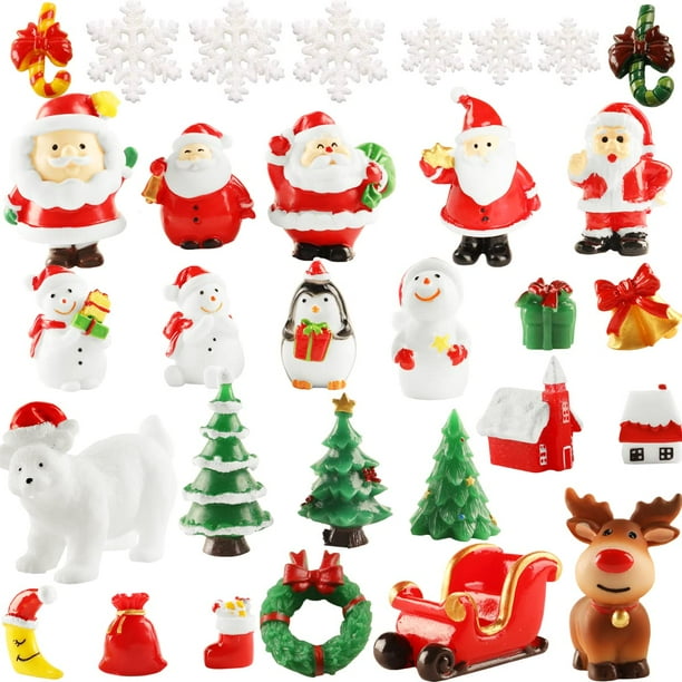 TRIZZI 31Pcs Christmas Miniature Figurines for Crafts Mini Ornaments Christmas Village ...