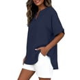 Dwellite Women’s Summer Blouses 2026 Casual V-Neck Cotton Linen Plain ...