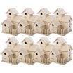 9.5" Wooden Brownstone Birdhouse with Fence by Make Market - Unfinished ...