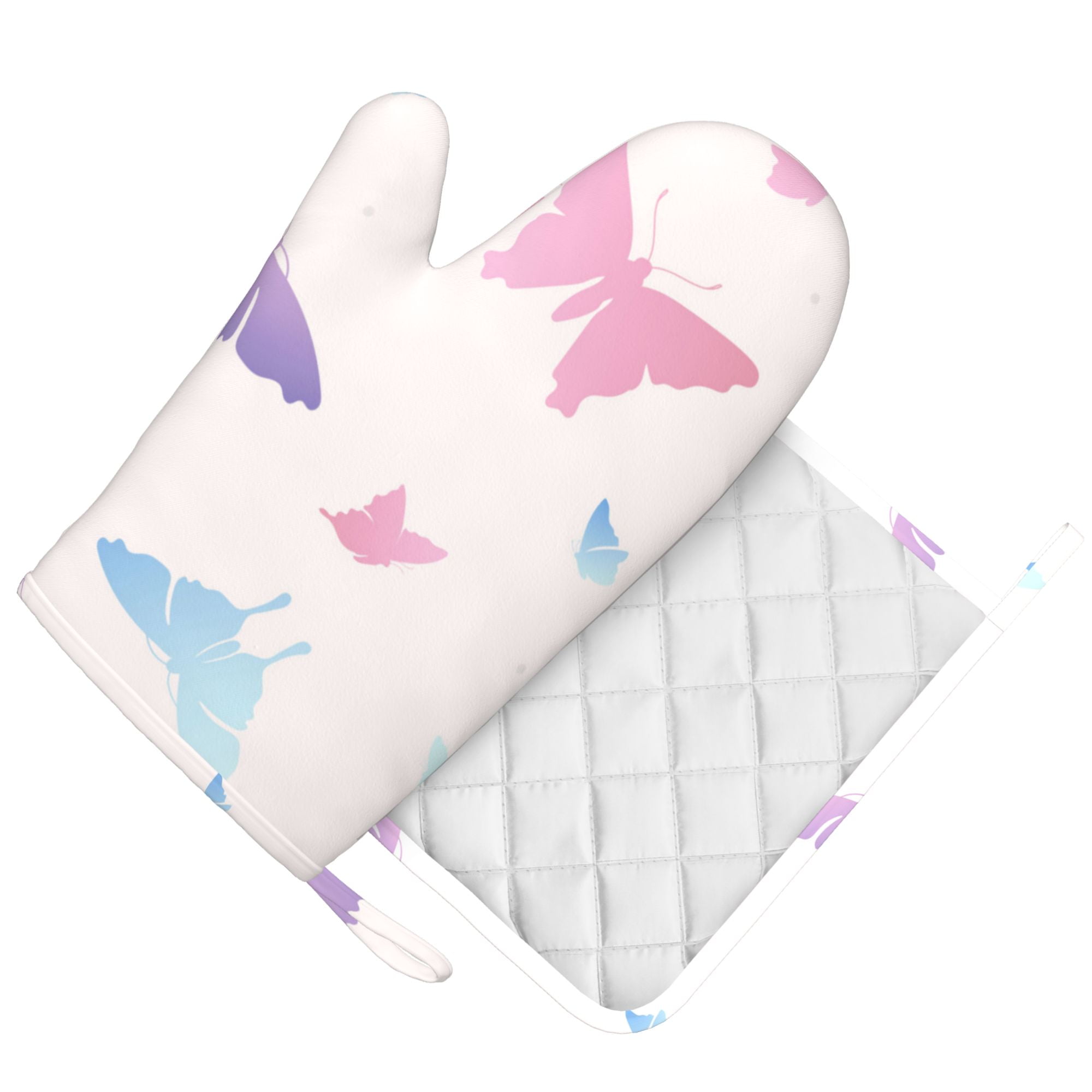 DouZhe Oven Mitts and Pot Holders Sets, Cute Pastel Pink Butterfly ...